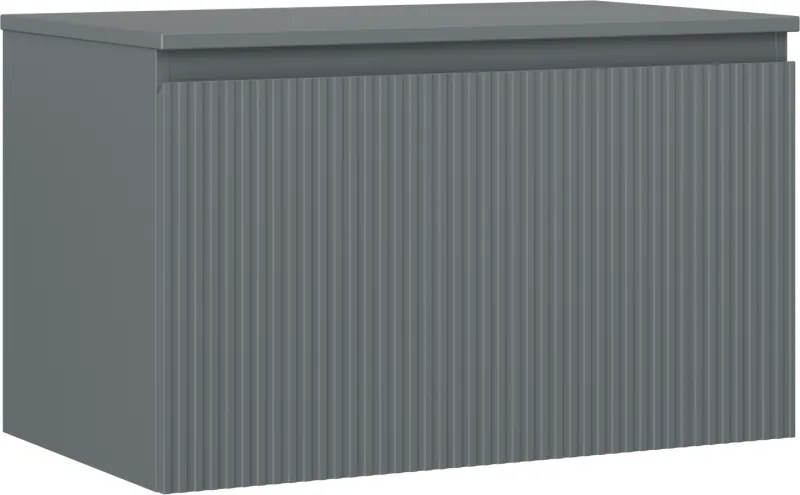 Mexen Rivel, koupelnová skříňka 80 cm s horní částí, 1 zásuvka, drážkovaná, grafitová matná, 91A20-08047-1-BFC66