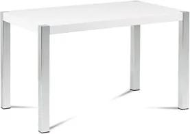 Autronic - Jídelní stůl 120x75 cm, vysoký lesk bílý / chrom - AT-2066 WT