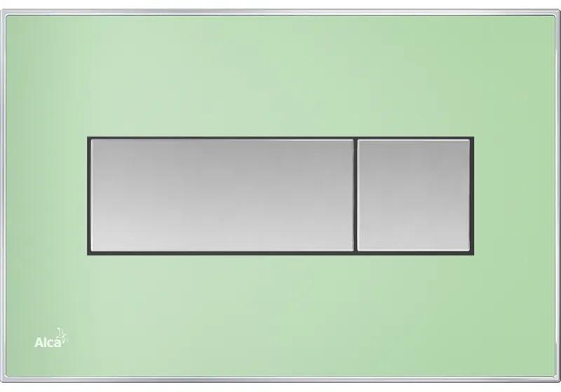 ALCAPLAST Ovládací tlačítko pro předstěnové instalační systémy s vloženou barevnou deskou, zelená (M1372)