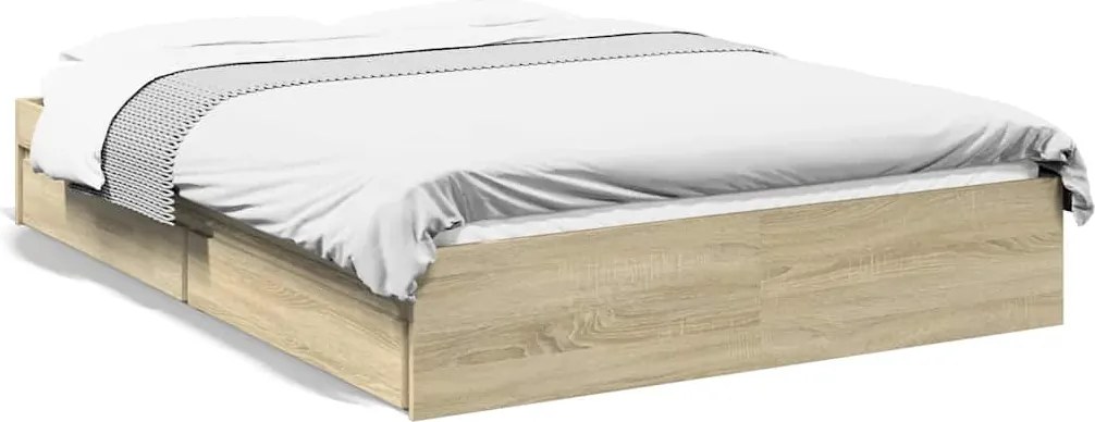 Rám postele se zásuvkami dub sonoma 140x190 cm kompozitní dřevo 3280687