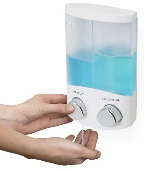 Dávkovač mýdla Compactor DUO, 2 x 310 ml / bílá