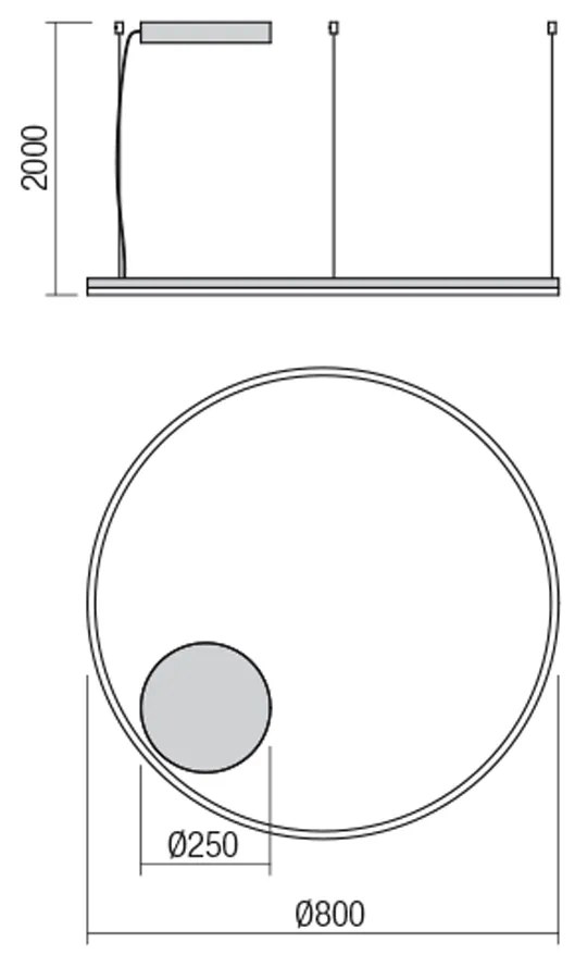 Redo 01-1949 závěsné LED stmívatelné svítidlo Orbit pískově černá, 55W, 3000K, ø80cm