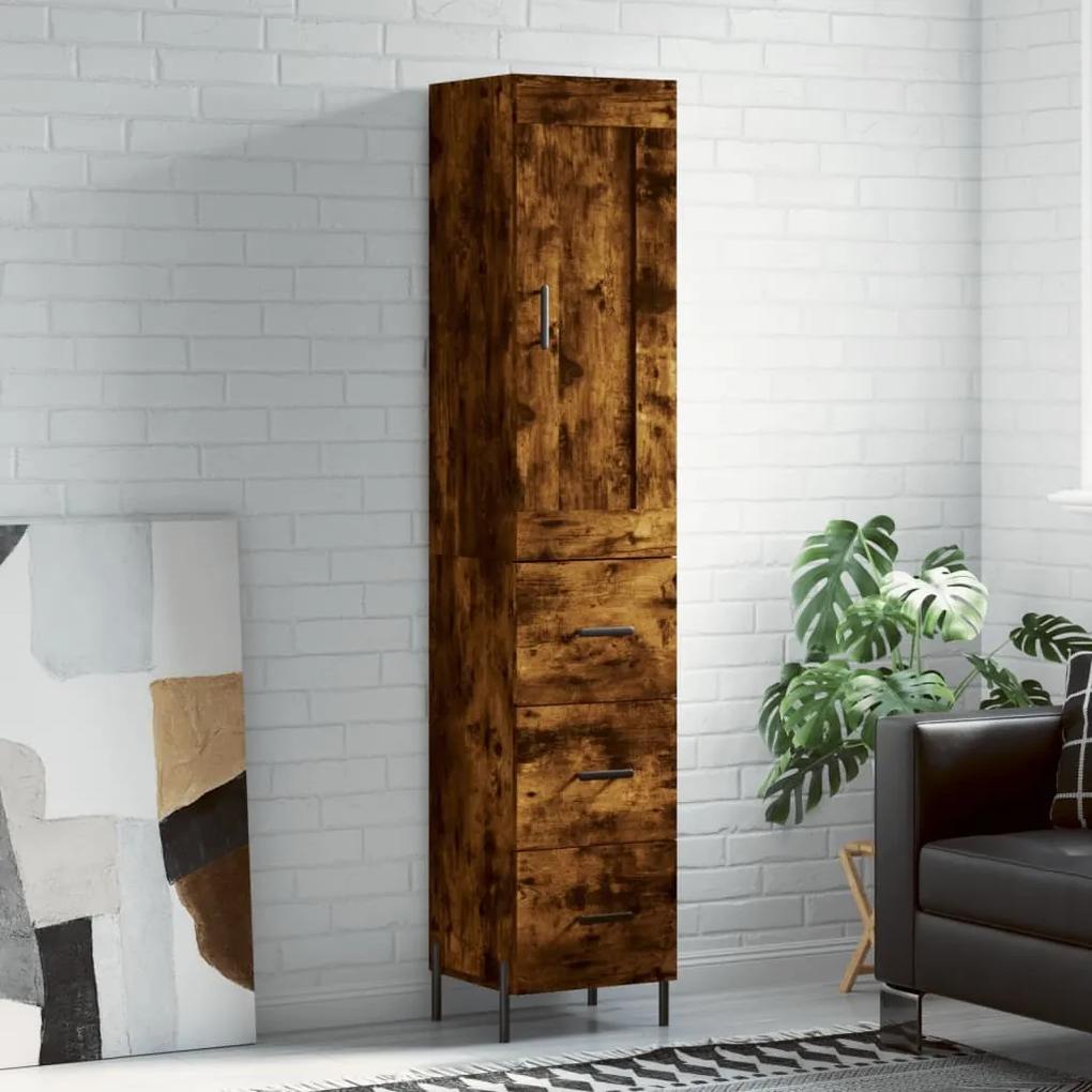 vidaXL Skříň highboard 34,5 x 34 x 180 cm kompozitní dřevo [3200201] Barva: kouřový dub