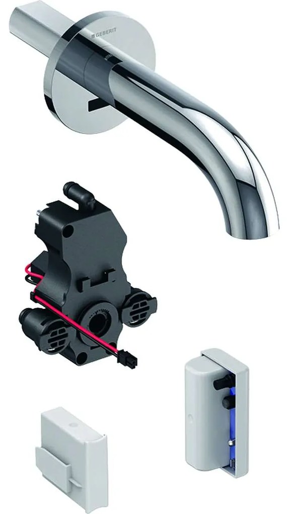 Geberit Piave - Elektronický umyvadlový ventil pod omítku, pro studenou vodu, napájení z generátoru, easy to clean, chrom 116.285.21.1