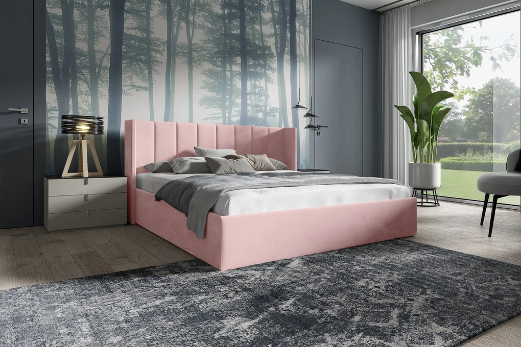 Eka Čalouněná postel EVEREST - Kronos 140x200 cm Barva látky: Světle šedá (Kronos 15), Úložný prostor: Bez úložného prostoru