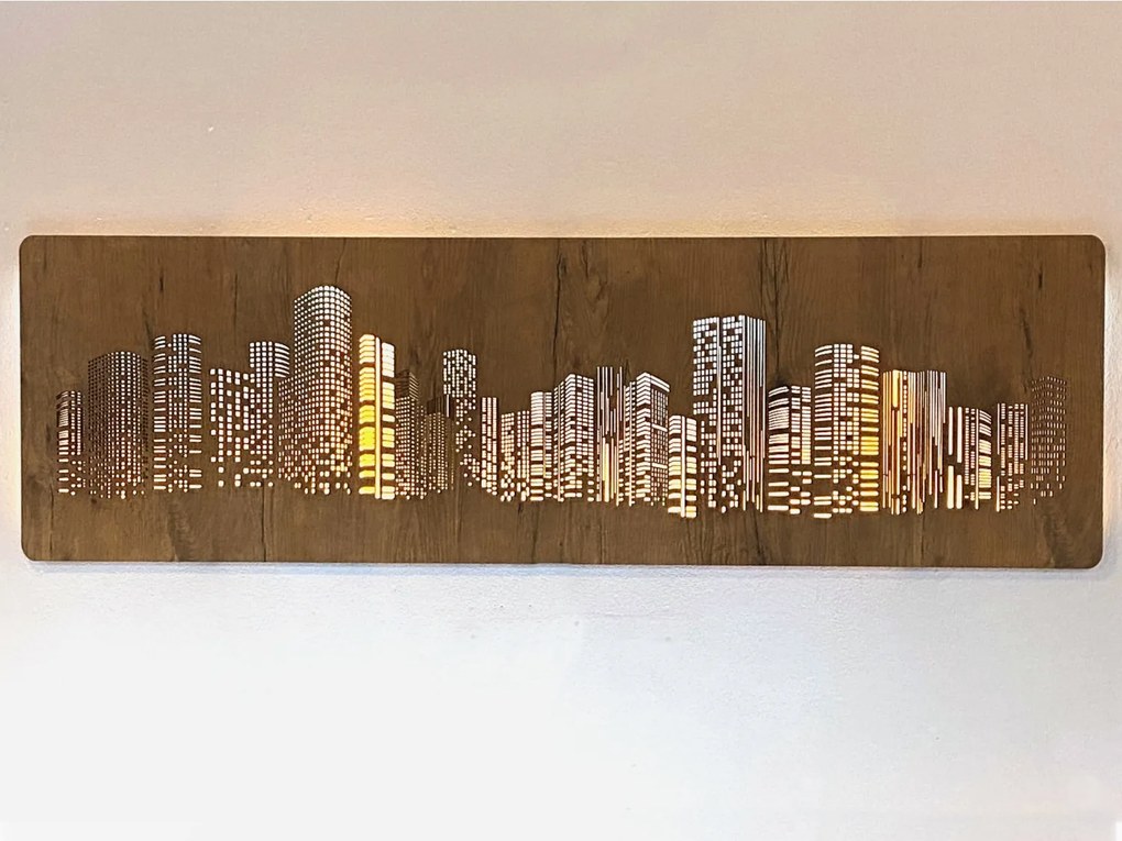 Li-Go "Mrakodrapy" světelný obraz 230V 125x40cm provedení povrchu: dub
