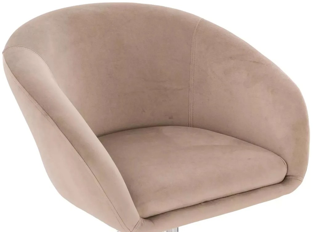LuxuryForm DESIGN Barová židle VENICE VELUR na stříbrné kulaté podstavě - latte