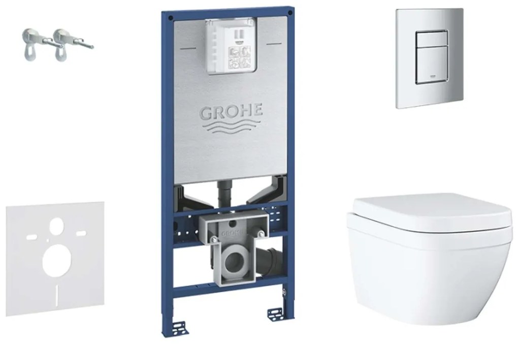 Grohe Rapid SLX - Set předstěnové instalace, klozetu a sedátka, tlačítka Skate Cosmopolitan S, Rimless, softclose 39603SET-KX