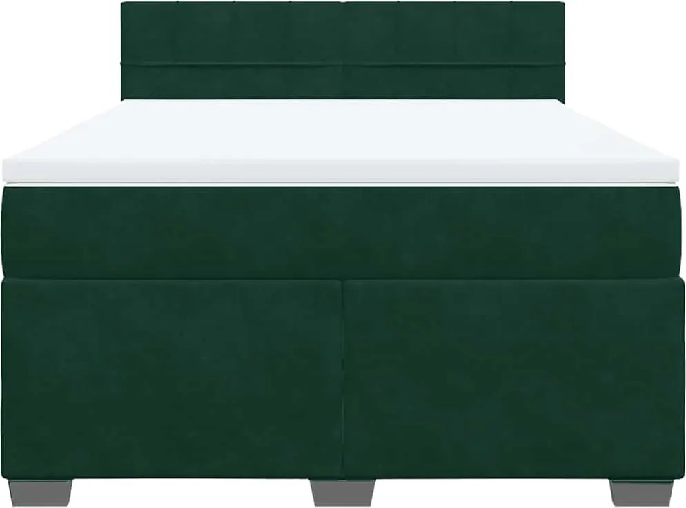 Box spring postel s matrací tmavě zelená 160x200 cm samet 3288657