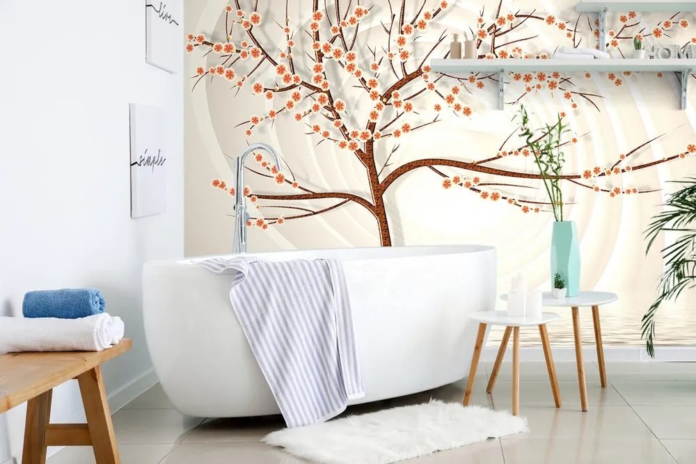 Samolepící tapeta moderní strom na abstraktním pozadí - 150x100 cm