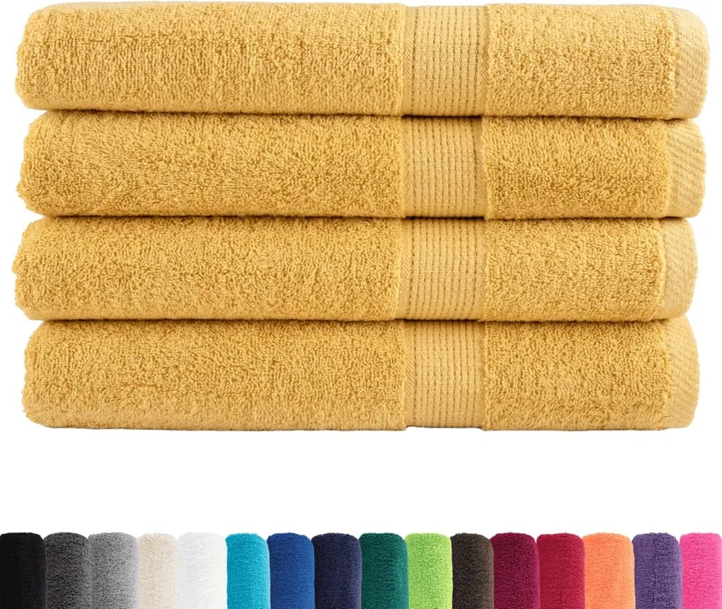 Prémiové saunové osušky SOLUND 4 ks zlaté 80x200 cm 600 g/m² 137291