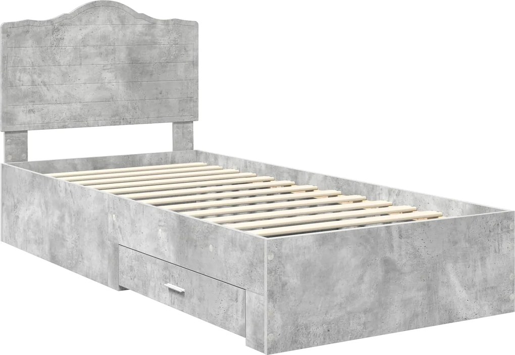 Rám postele s čelo Betonově šedá 70 x 190 cm Kompozitní dřevo 3413669