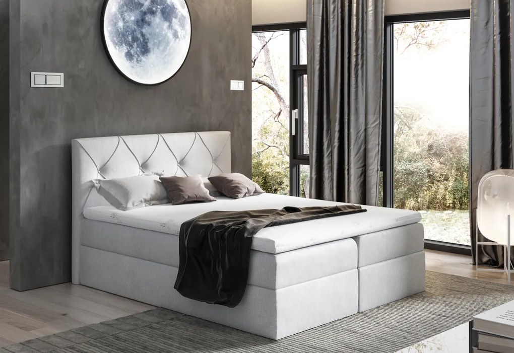 Čalouněná postel boxspring CRYSTAL + topper, 120x200, fancy 83