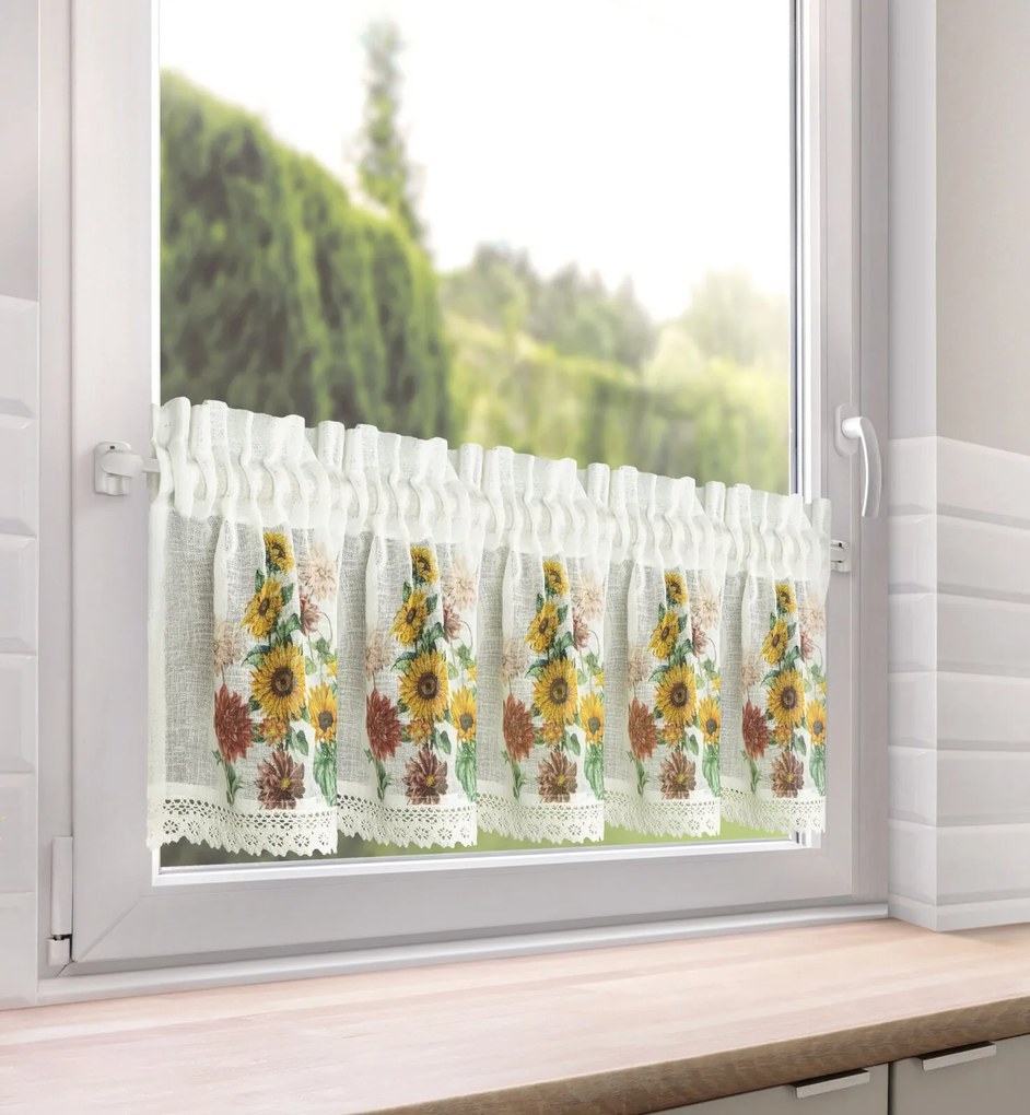 KRÁTKÁ ZÁCLONA NA PÁSCE ADELA 150X30 CM KVĚTY