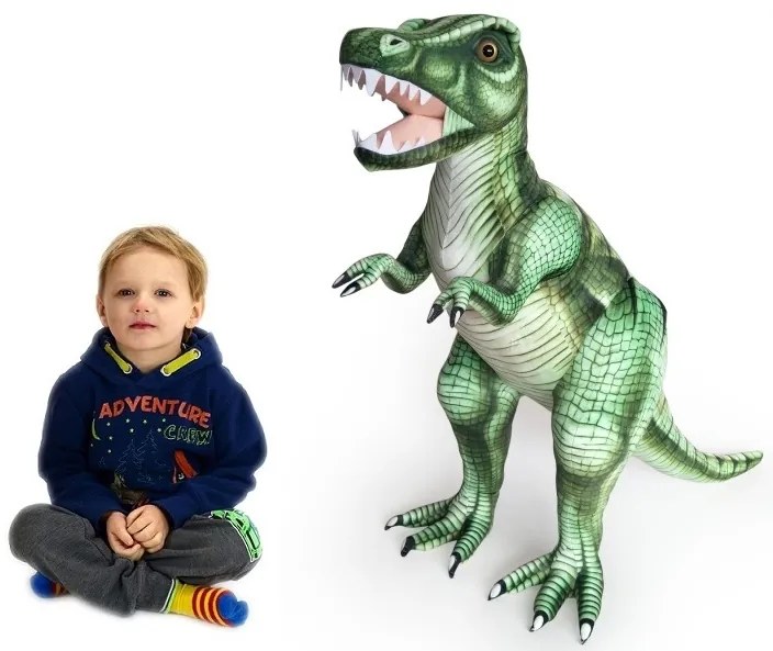 Plyšový stojící dinosaurus tyranosaurus rex, výška 80cm, délka 128cm, velký