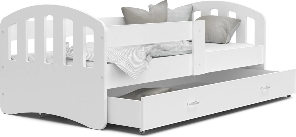MAXMAX Dětská postel se šuplíkem HAPPY - 200x90 cm - bílá