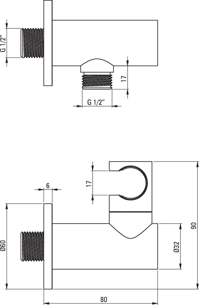 Deante Cascada, kulaté úhlové připojení s nastavitelným úhlem sklonu, chromová, NAC_057K