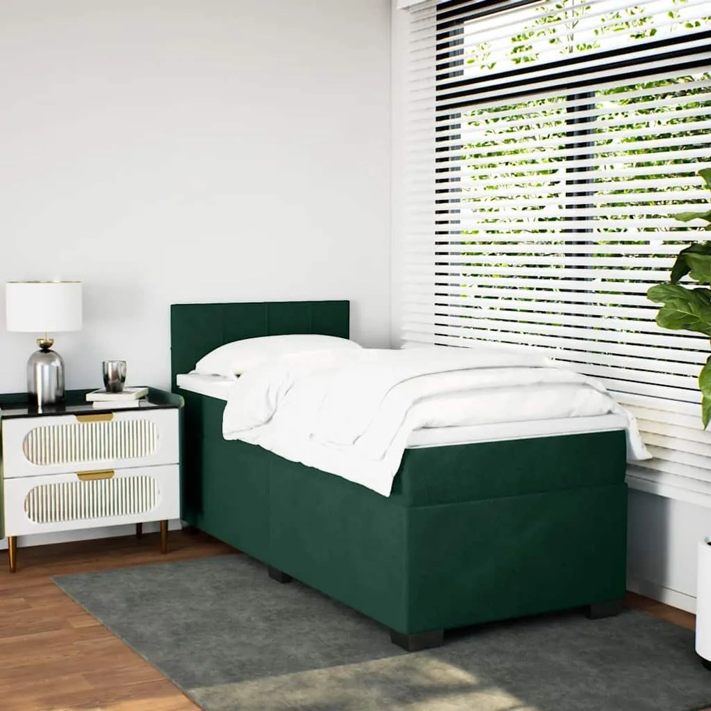 Box spring postel s matrací tmavě zelená 100x200 cm samet 3288537