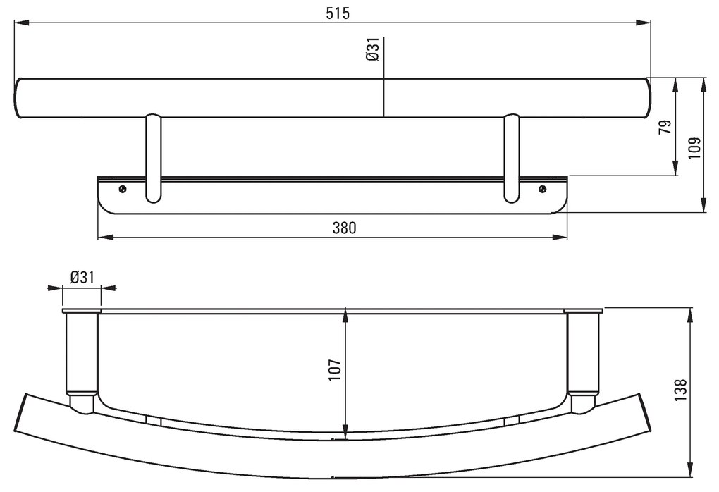 Deante Vital příslušenství, nástěnné kovové madlo s poličkou, černá, NIV_B41L