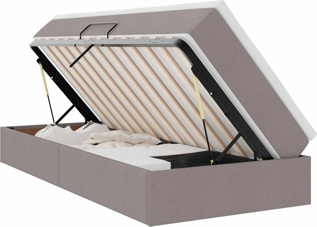 Postel s úložným prostorem a matrací Taupe 100 x 200 cm 3370209
