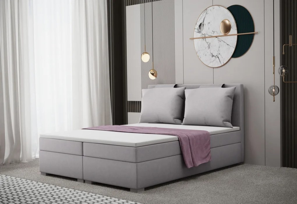 Čalouněná postel boxspring TERAMO + topper, 140x200, soro 90