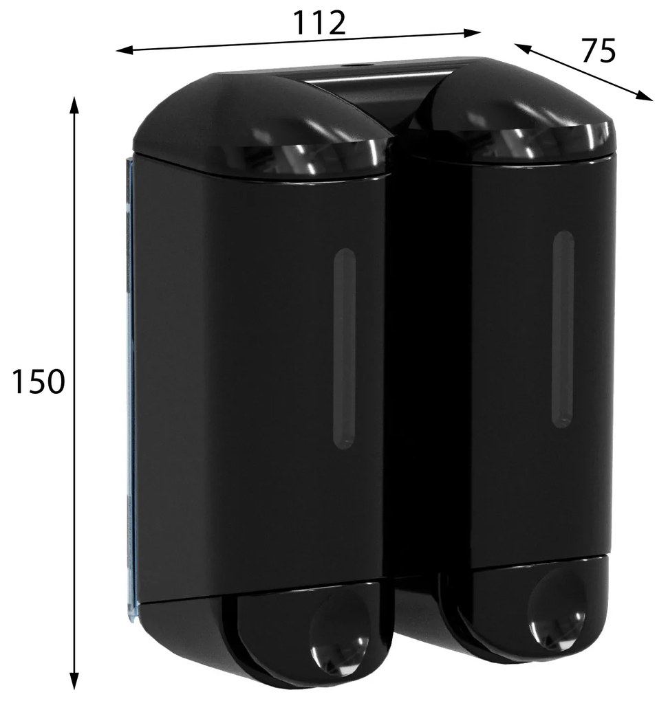 MARPLAST MARPLAST, SHOWER SMALL dvojitý dávkovač tekutého mýdla, 2x170ml, černá, A94603