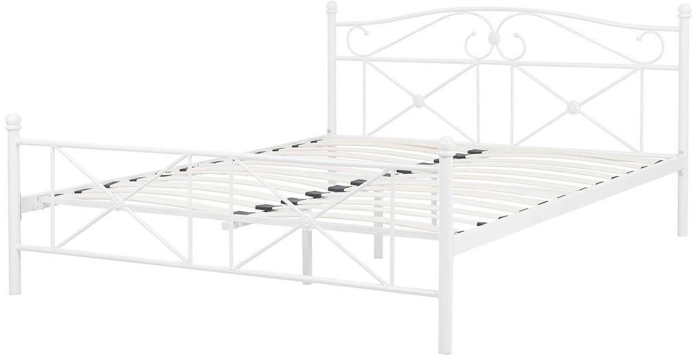 Bílá kovová postel s rámem 160 x 200 cm  RODEZ Beliani