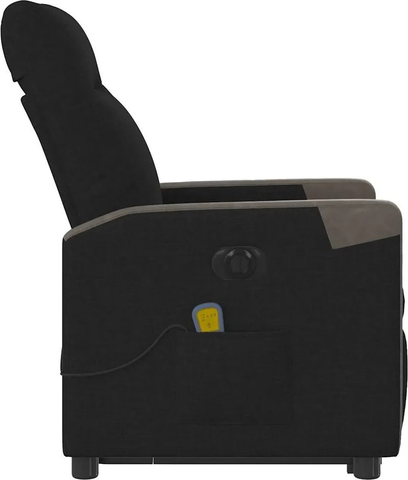Elektrické zvedací masážní polohovací křeslo černé textil 3324107