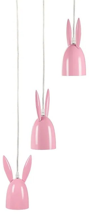 Růžová závěsná lampa se 3 světly RABBIT Beliani