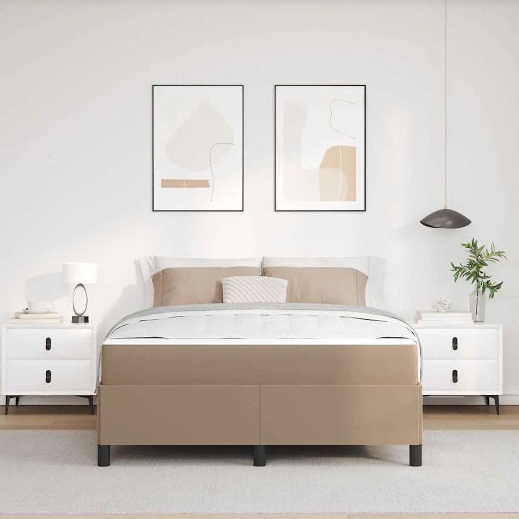 Rám postele s matrací Cappuccino 140 x 200 cm textil 3399008