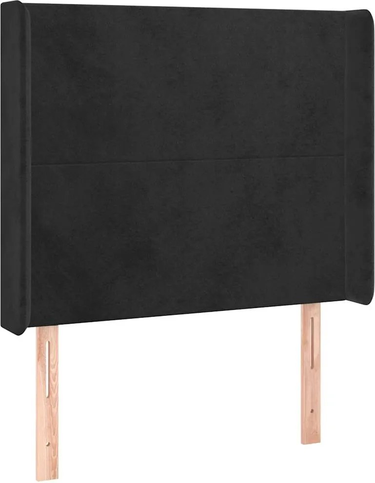 Čelo postele typu ušák černé 103x16x118/128 cm samet 3119344