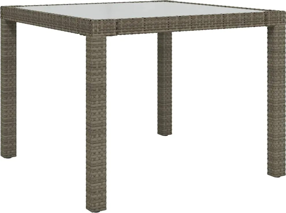 Zahradní stůl 90 x 90 x 75 cm tvrzené sklo a polyratan šedý 316700