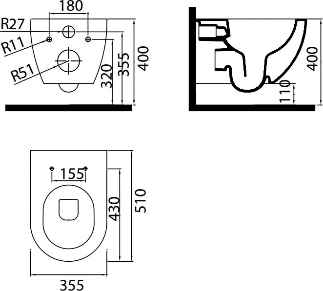 Geberit Duofix Speciál 111.355.00.5 komplet do bytových jader se závěsným WC Creavit FREE FE322 Rim-Off + bidet 2v1