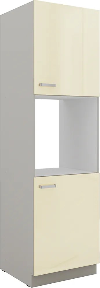 KARMEN | vysoká skříňka 60 DP-210 2F na vestavnou troubu | 60 cm | světle šedá/krémová lesk