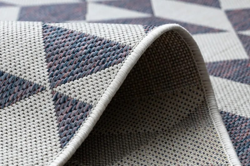 Dywany Łuszczów, Kusový koberec Sion Sisal Triangles 22373 ecru/blue-pink – na ven i na doma, 120x170, vícebarevná, chodba / předsíň