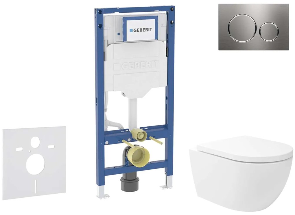 Geberit Duofix - Set předstěnové instalace, klozetu Oudee Vortex a sedátka softclose, tlačítko Sigma20, nerez SANI11CA6107B