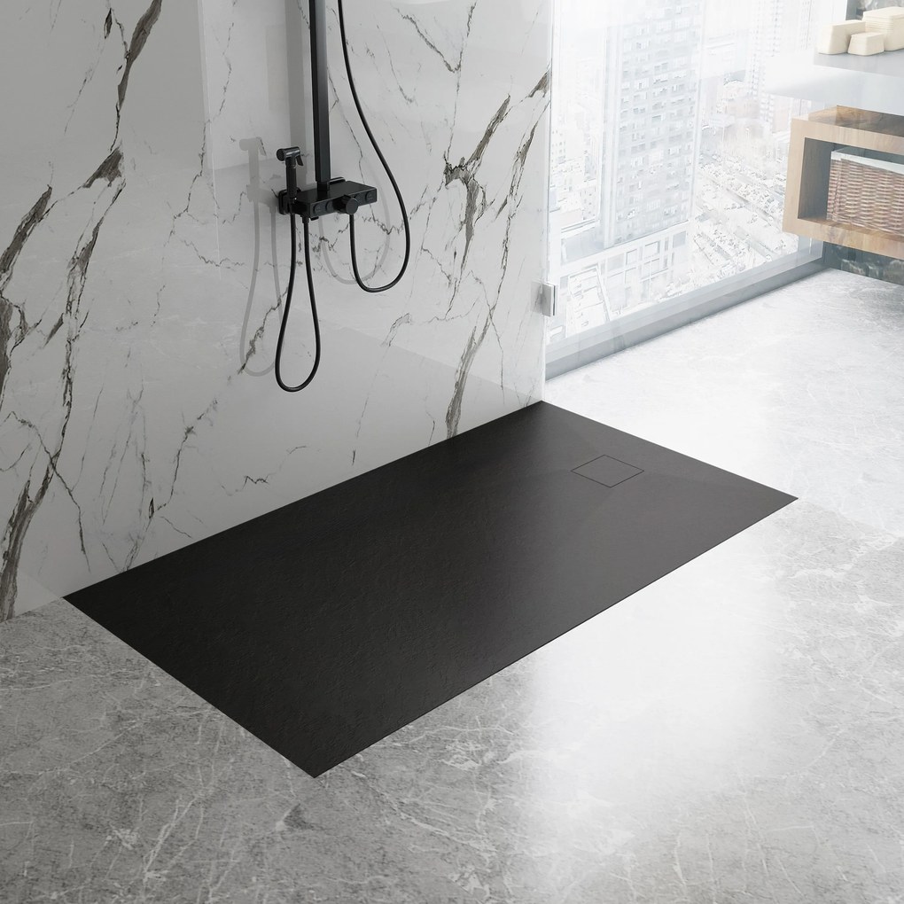 Rea Magnum Black, SCM obdélníková sprchová vanička 100x80 cm, černá, REA-K3330