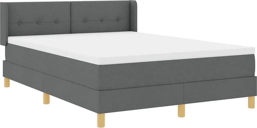Postel s boxspringem s čelo Tmavě šedá 200 x 140 cm textil 3341294