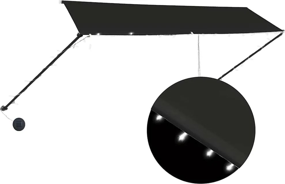 Zatahovací markýza s LED světlem 350 x 150 cm antracitová 145919