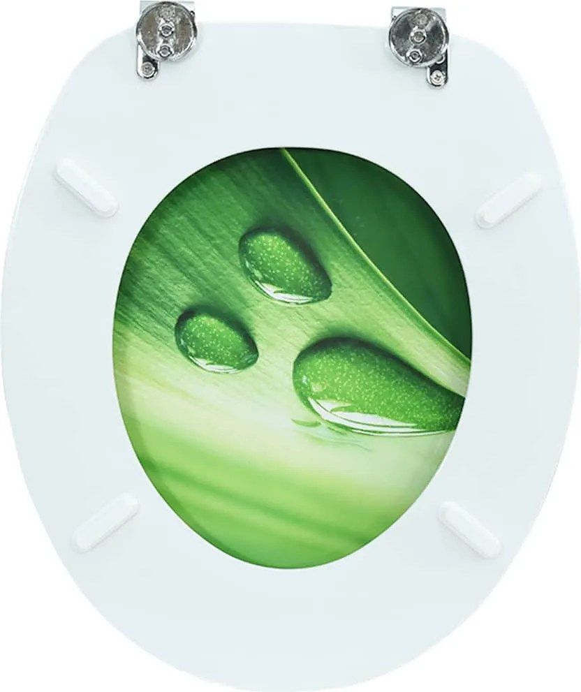 WC sedátko s víkem MDF zelené motiv vodních kapek 146908