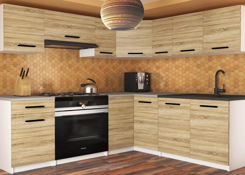 Kuchyňská linka Belini 360 cm dub sonoma s pracovní deskou Lidiauniqa2 TOR LIDIAUNIQA2/4/WT/DS/0/B1