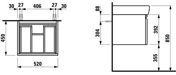 Laufen Pro Skříňka pod umyvadlo, s 1 zásuvkou H4830330954751