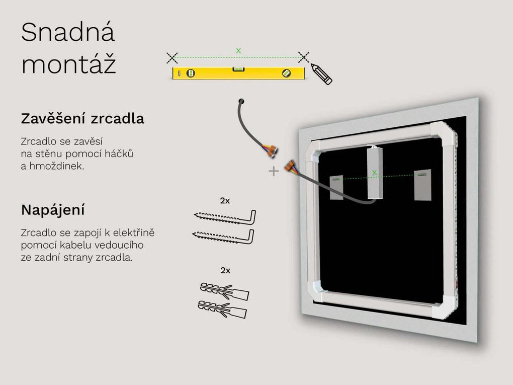 Zrcadlo do koupelny s LED osvětlením M3