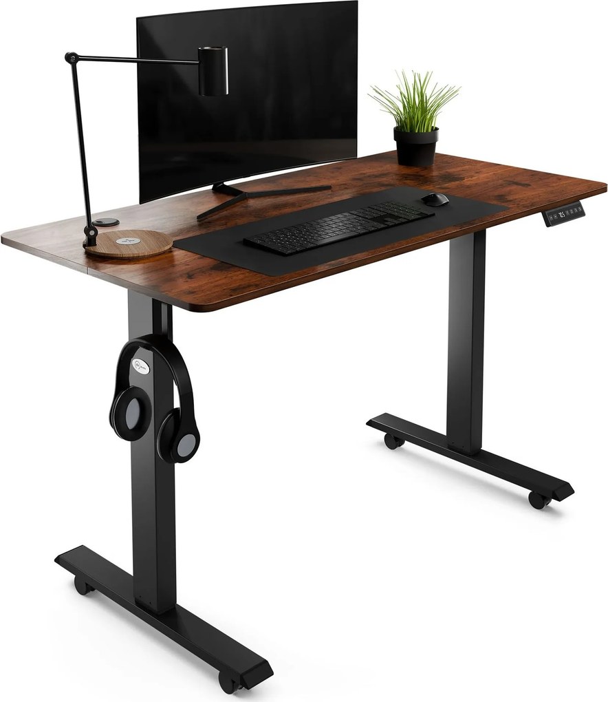 Elektrický psací stůl 120 x 60 cm Amone - hnědý