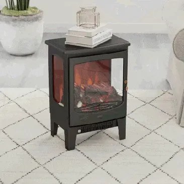 HOMCOM Elektrický krb s vytápěním, 2000 W elektrický krb s LED plamenovým efektem