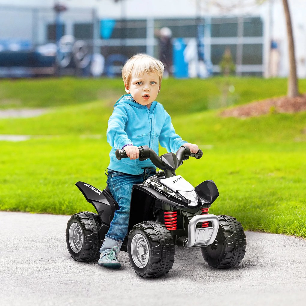 AIYAPLAY elektrická čtyřkolka miniquad pro děti od 18 měsíců, dětská elektrická čtyřkolka s LED diodami a klaksonem, černý kov, bezpečná zábava při j…