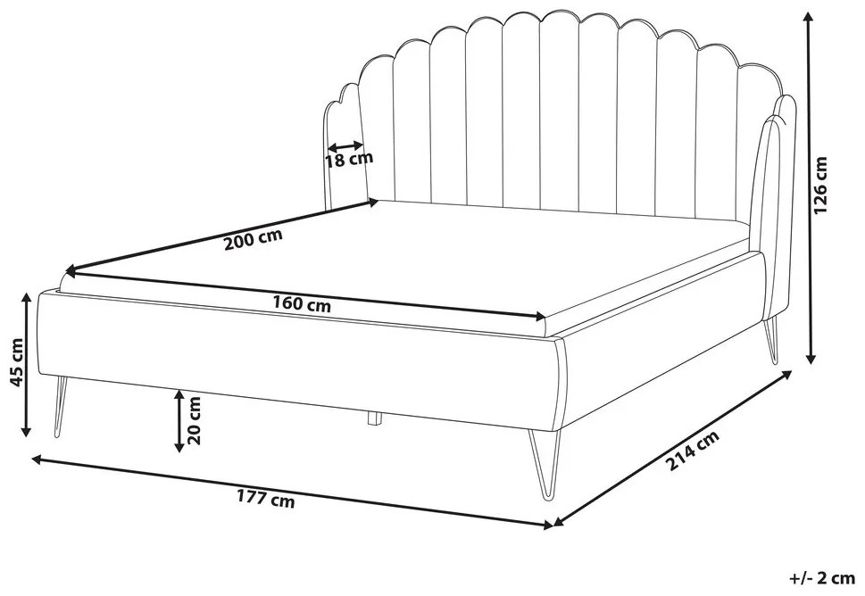 Sametová postel 160 x 200 cm šedá AMBILLOU Beliani