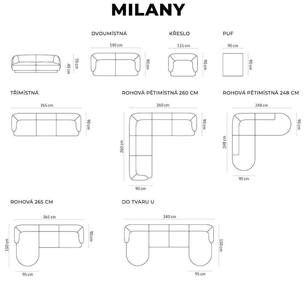 Otoman milany samet světle béžový MUZZA