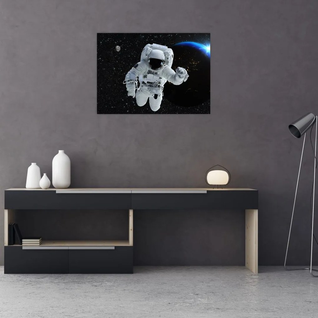 Skleněný obraz - Astronaut ve vesmíru (70x50 cm)