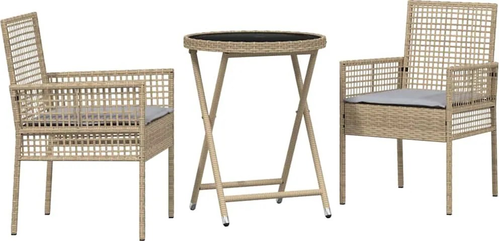 Zahradní bistro set 3 ks Béžová polyratan 3334965